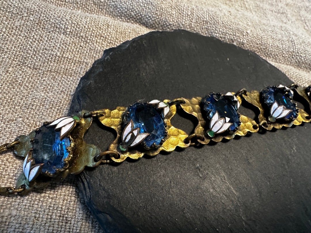 Antique Max Neiger Bracelet-rare Design, White Enamel Flowers Capturing ...