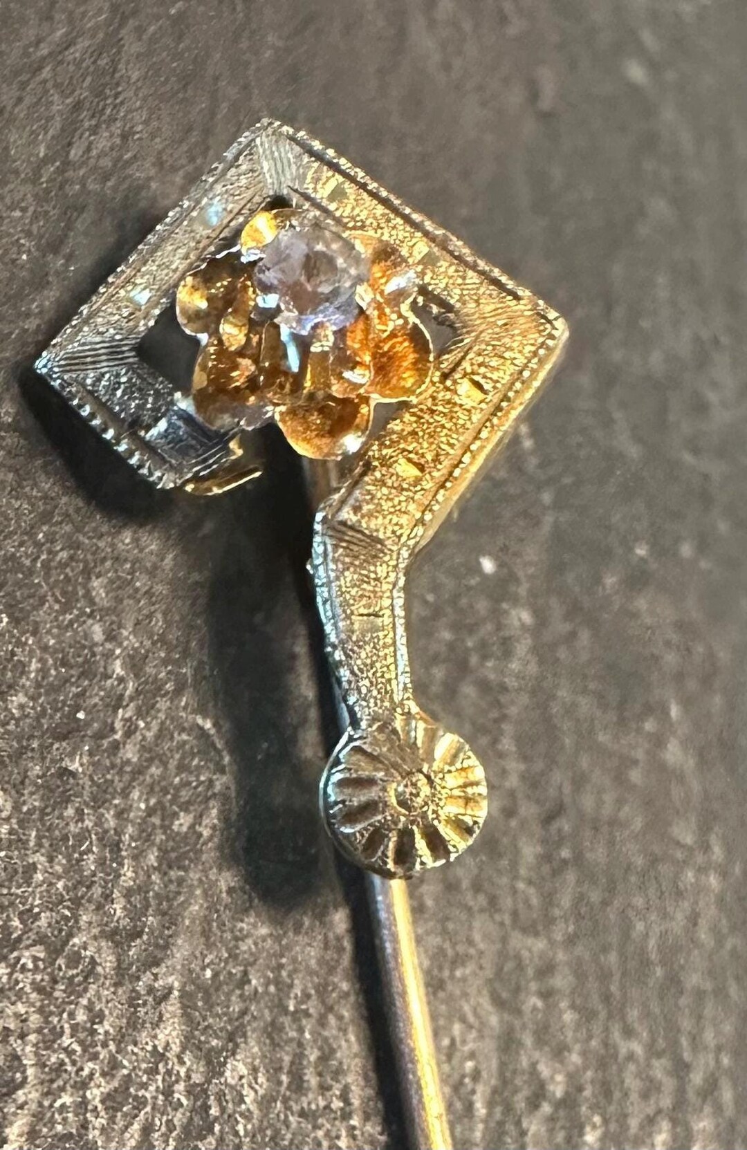 14k Stick Pin Fancy Question Mark With White Sapphire Wonderful ...