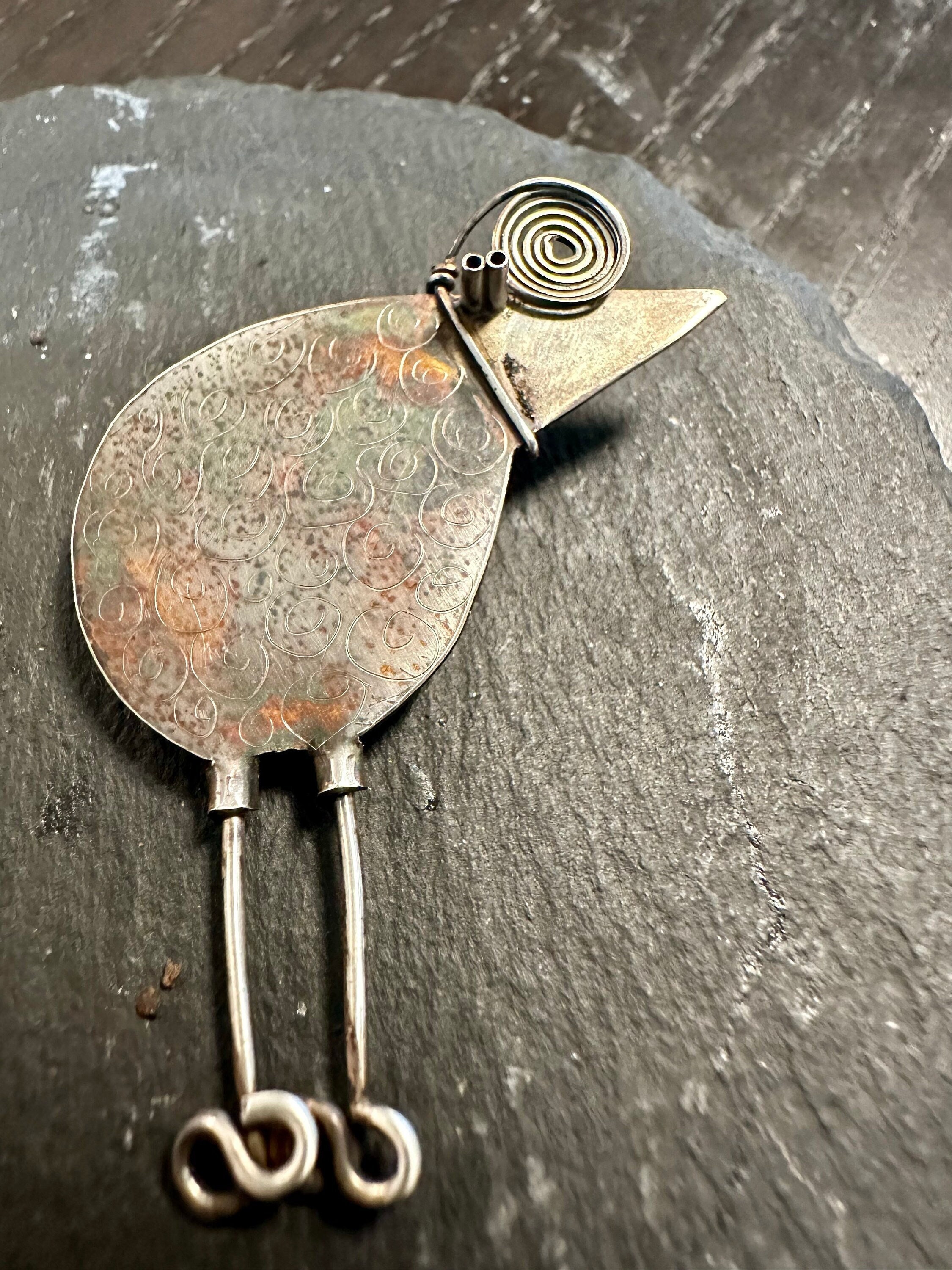Artist Studio Bird Pin-mixed Metals-one of a Kind Signed - Etsy