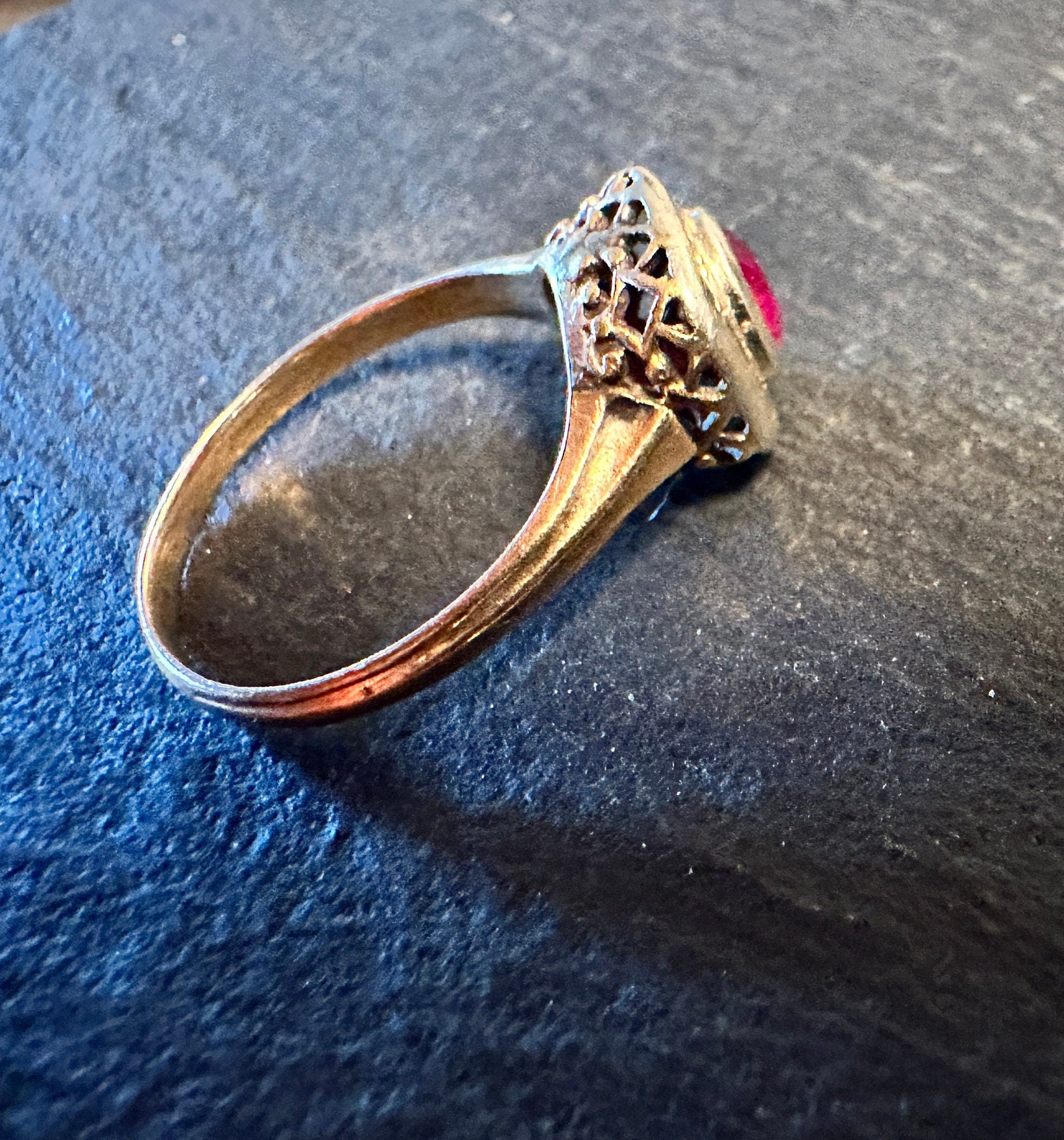 14k Ring Man Made Ruby Circa 1920-30s. White and Yellow Gold Intriguing ...