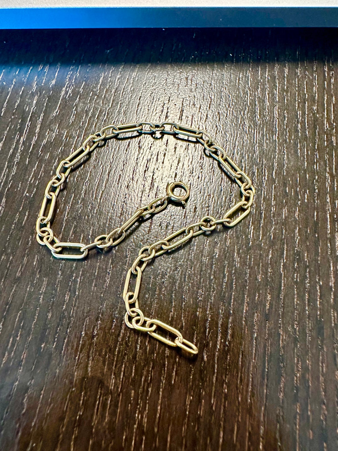 14k Antique Interesting Chain Link Bracelet, Great for Charms or Worn ...