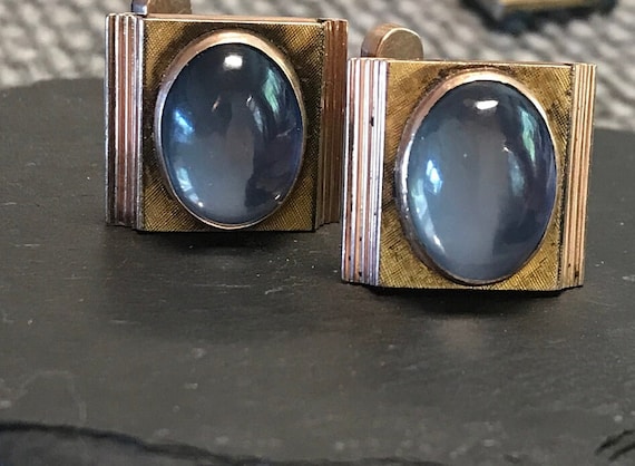 14k light blue man made oval cabochon sapphire retro … - Gem