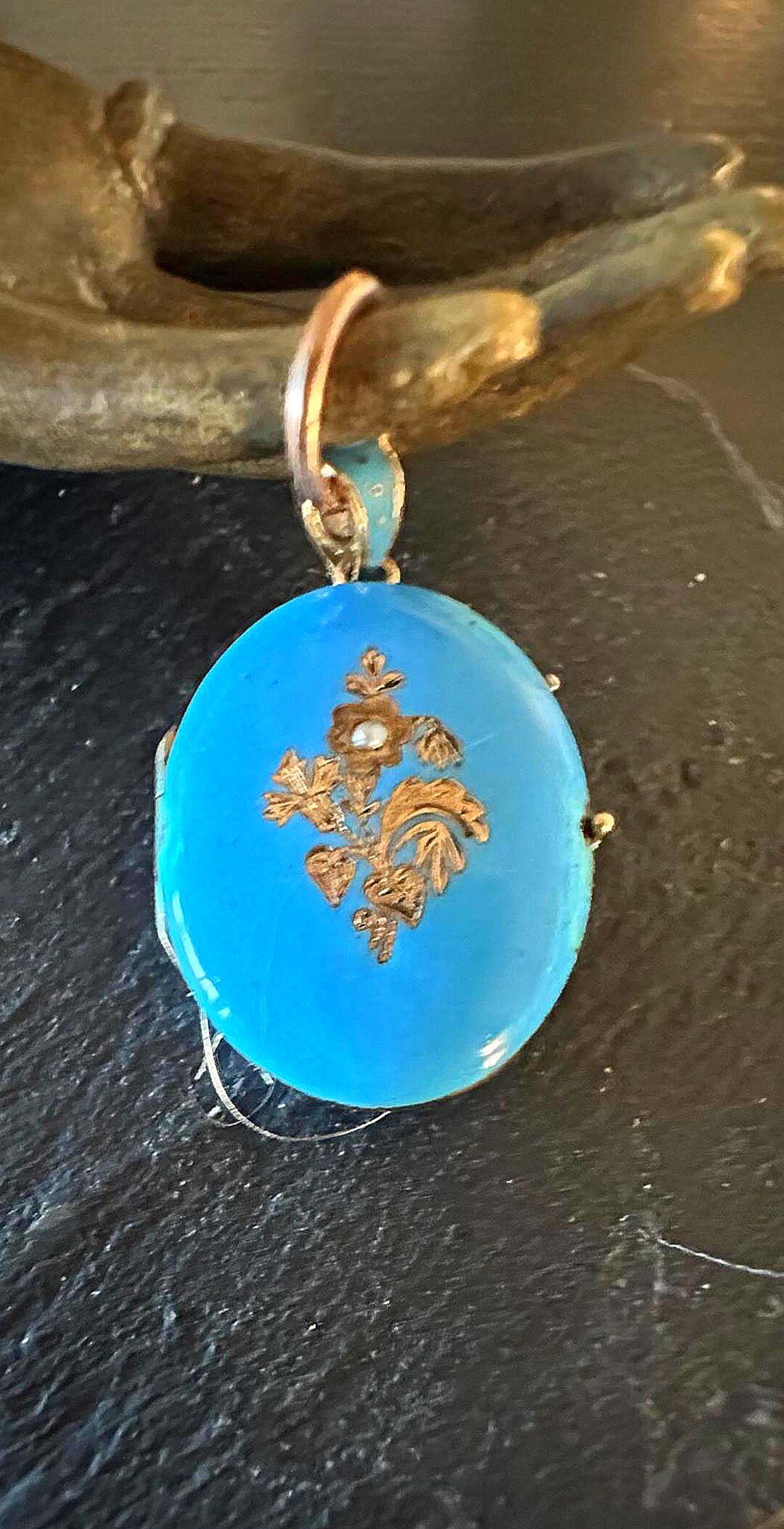Victorian Locket Robin Egg Blue Enamel, Front and Back Tests for 10k ...