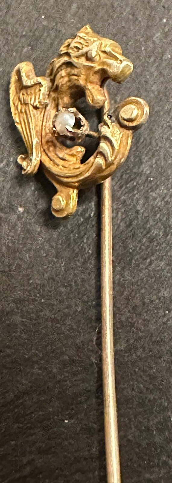 14k Lion griffin incredible stickpin-circa 1890-1900 … - Gem