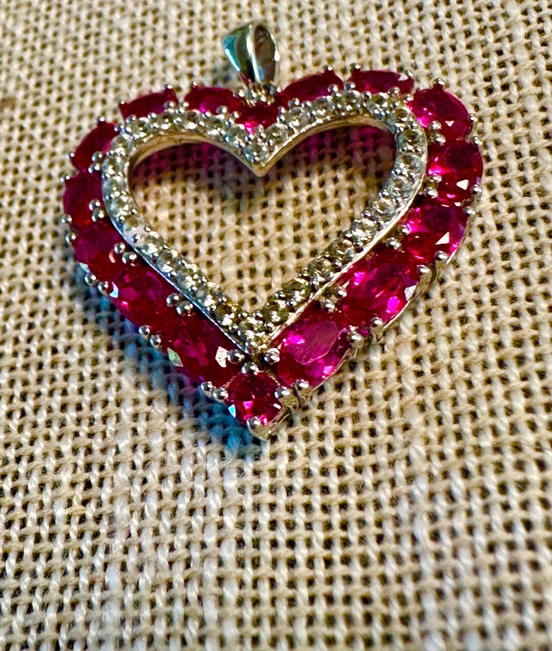 Sterling Ruby Heart Pendant Signed Sun-gorgeous Color and Well Made - Etsy