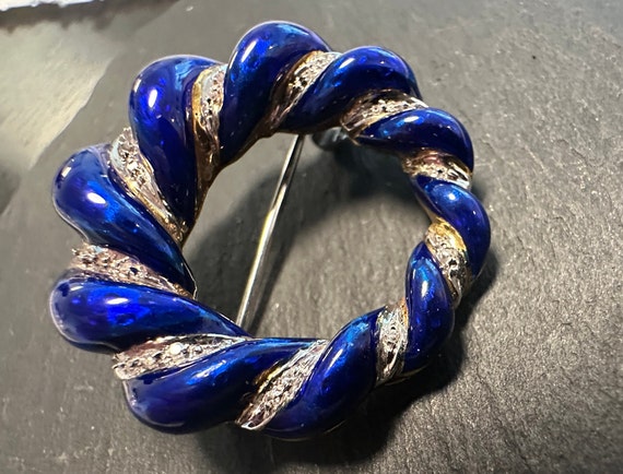 18K sculpted Deep blue enamel and Diamonds Mid Centur… - Gem