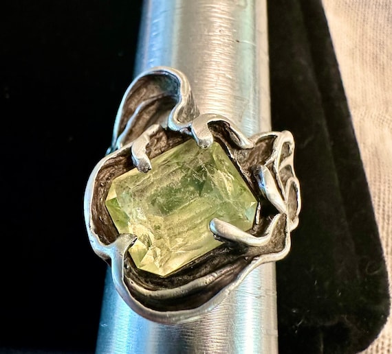 Sterling ring- light yellow Spinel lost wax casting-s… - Gem
