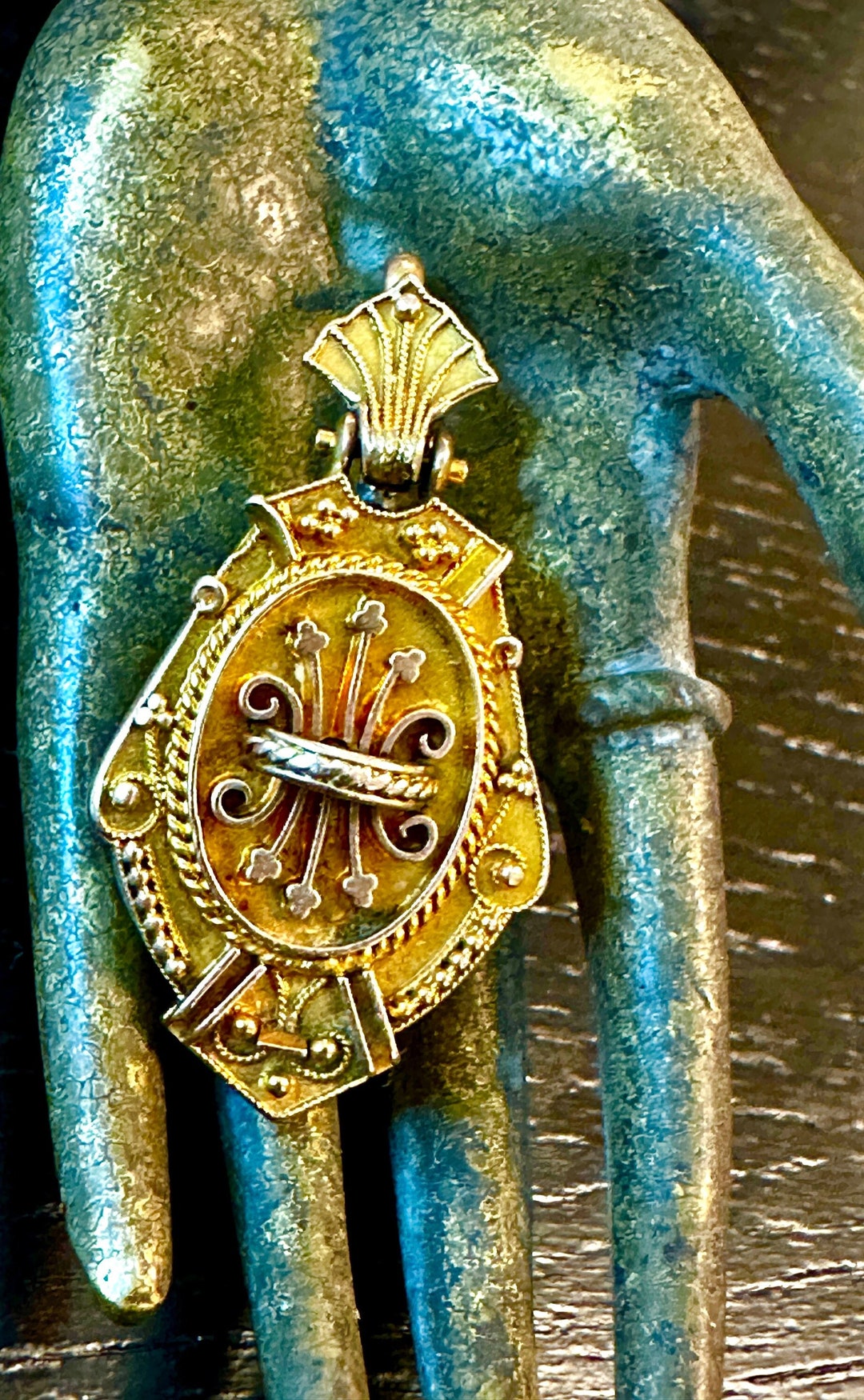 14k Victorian Locket-etruscan Revival-unusual Smaller Size for the ...
