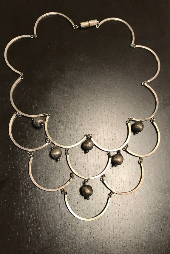 Mexican sterling textured Swag collar vintage necklac… - Gem