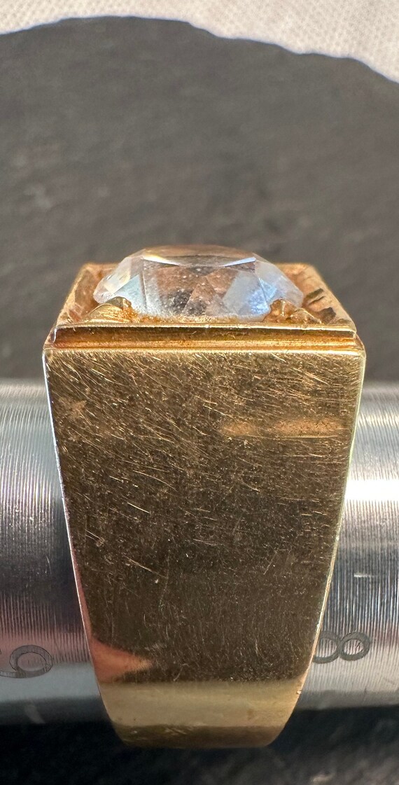 18k heavy ring clean modernist design with a faceted … - Gem