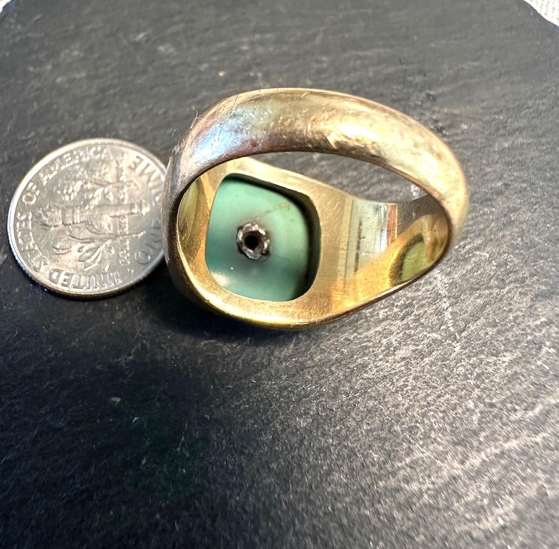 14k Turquoise Diamond Ring-hefty Antique Size 9 3/4 - Etsy