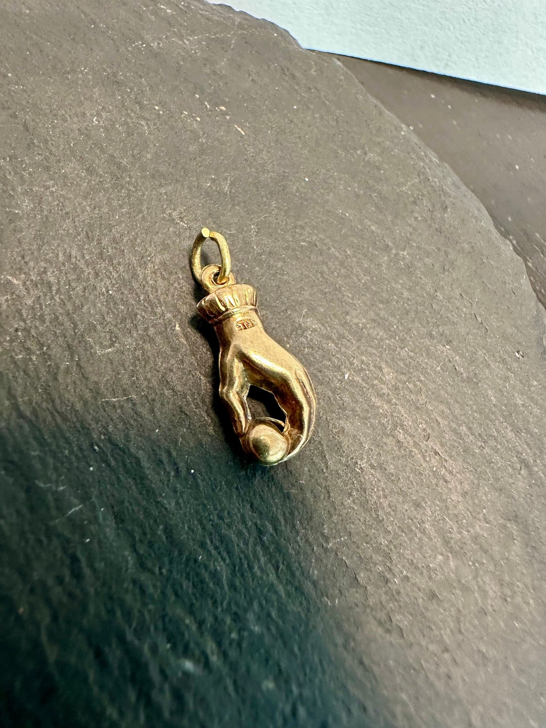Antique Charm Puffy Hand Grasping a Ball Sterling Gilt - Etsy