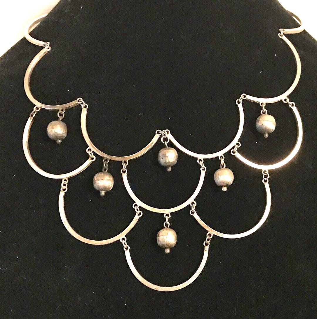 Mexican Sterling Textured Swag Collar Vintage Necklace-15"-length - Etsy