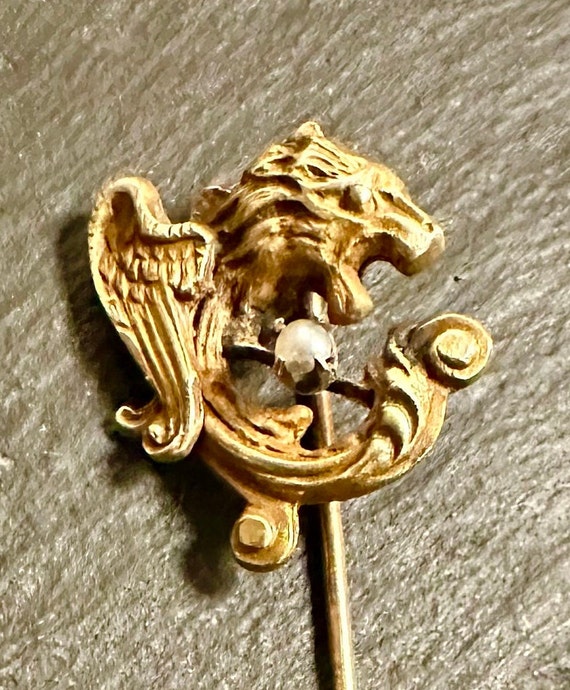 14k Lion griffin incredible stickpin-circa 1890-1900 … - Gem