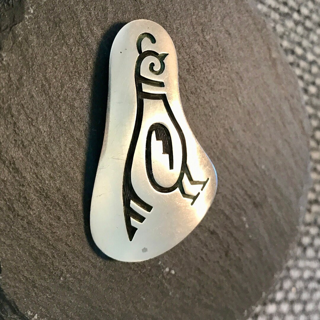 A Vintage Native American, Hopi, Running Quail Brooch, Pin. Signed on ...