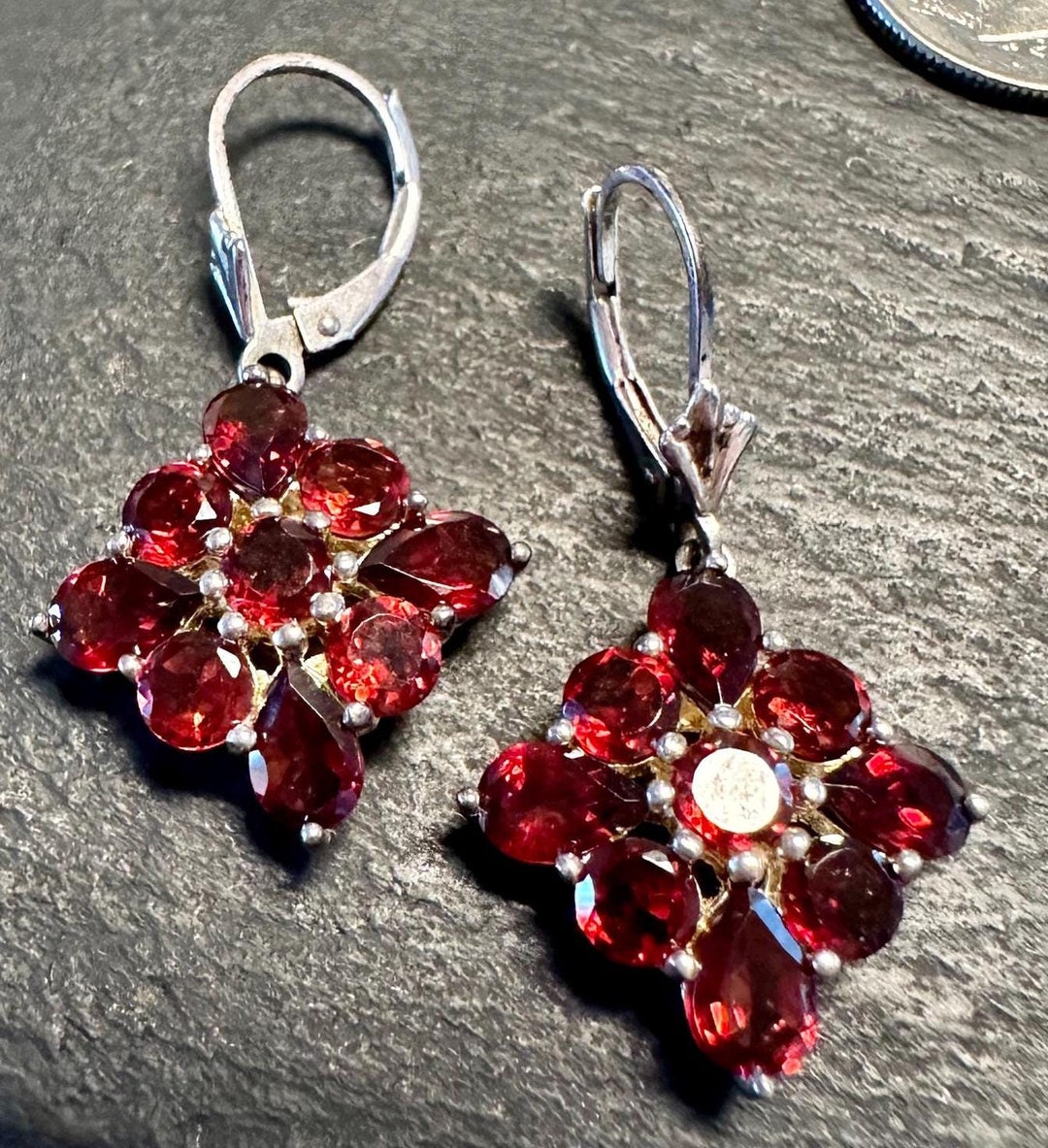 Sterling Vibrant Red Garnet Drop Earrings, Classic Beauty - Etsy
