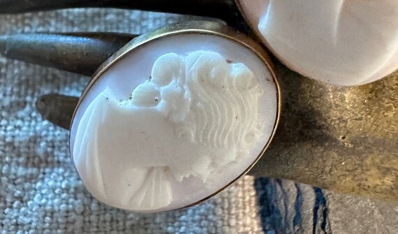 14k pink helmet shell vintage oval Cameo posts earrin… - Gem