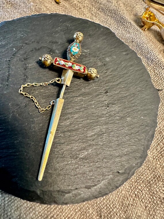 Victorian silver gilt-Scabbard, sword brooch-with ama… - Gem