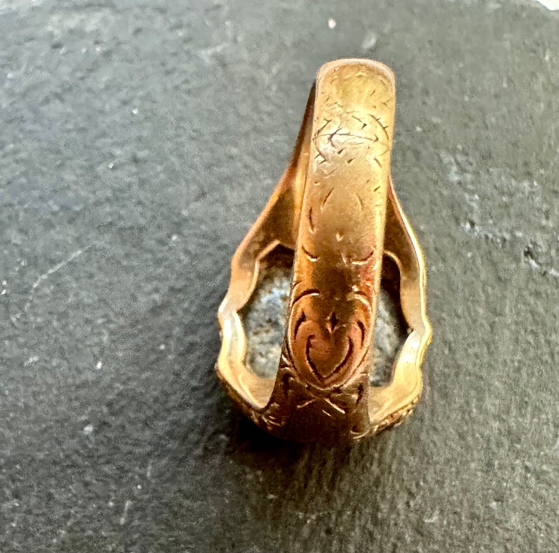 14k Antique Ring-shield Shaped Lapis, Gorgeous Hand Engraved Victorian ...