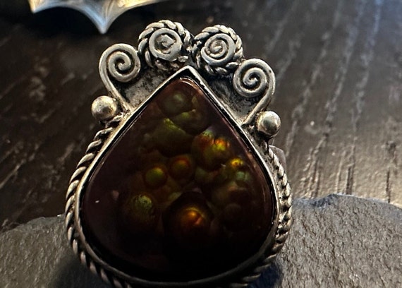 Sterling Fire Agate artist hand wrought ring. size 6… - Gem