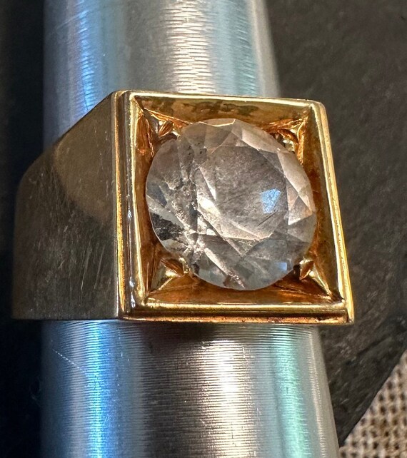 18k heavy ring clean modernist design with a faceted … - Gem