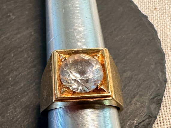 18k heavy ring clean modernist design with a faceted … - Gem