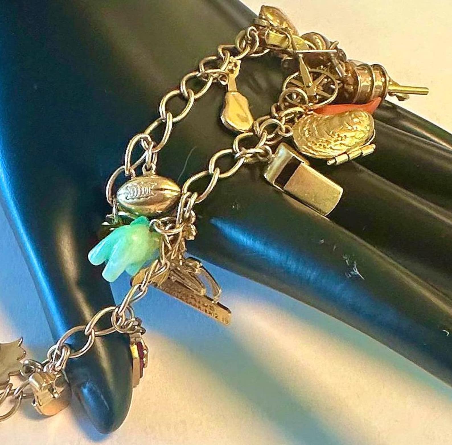 14k Charm Bracelet- Gold Exceptional Vintage- Antique Desirable 20 ...