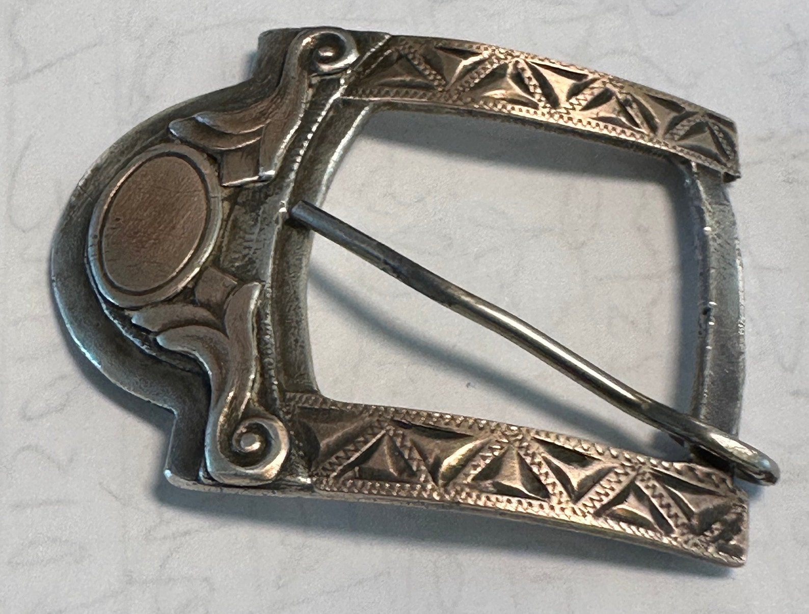 Sterling and Gold Vintage Hand Fabricated and Engraved Western Ranger ...