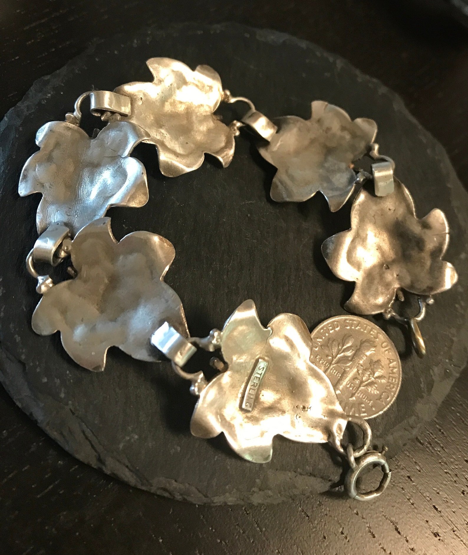 Sterling Grape Motif Hand Made Vintage High Relief Grapes -length 7 1/3 ...