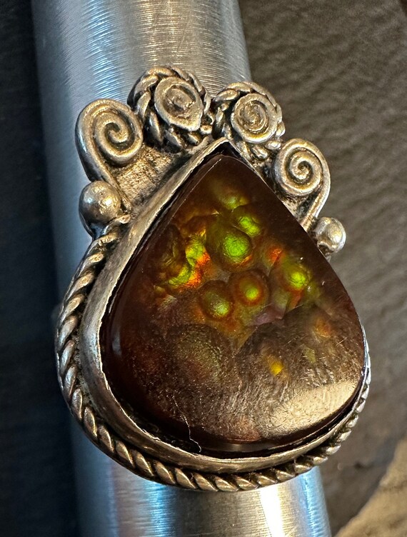 Sterling Fire Agate artist hand wrought ring. size 6… - Gem