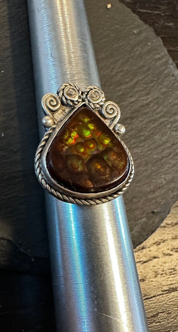Sterling Fire Agate artist hand wrought ring. size 6… - Gem