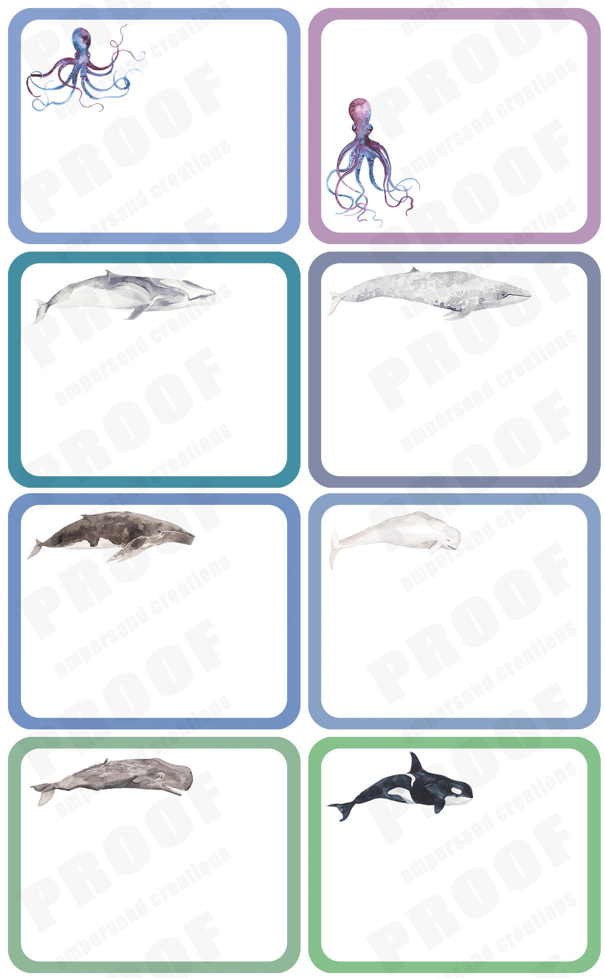 Watercolor Ocean Printable Food Labels INSTANT DOWNLOAD - Etsy