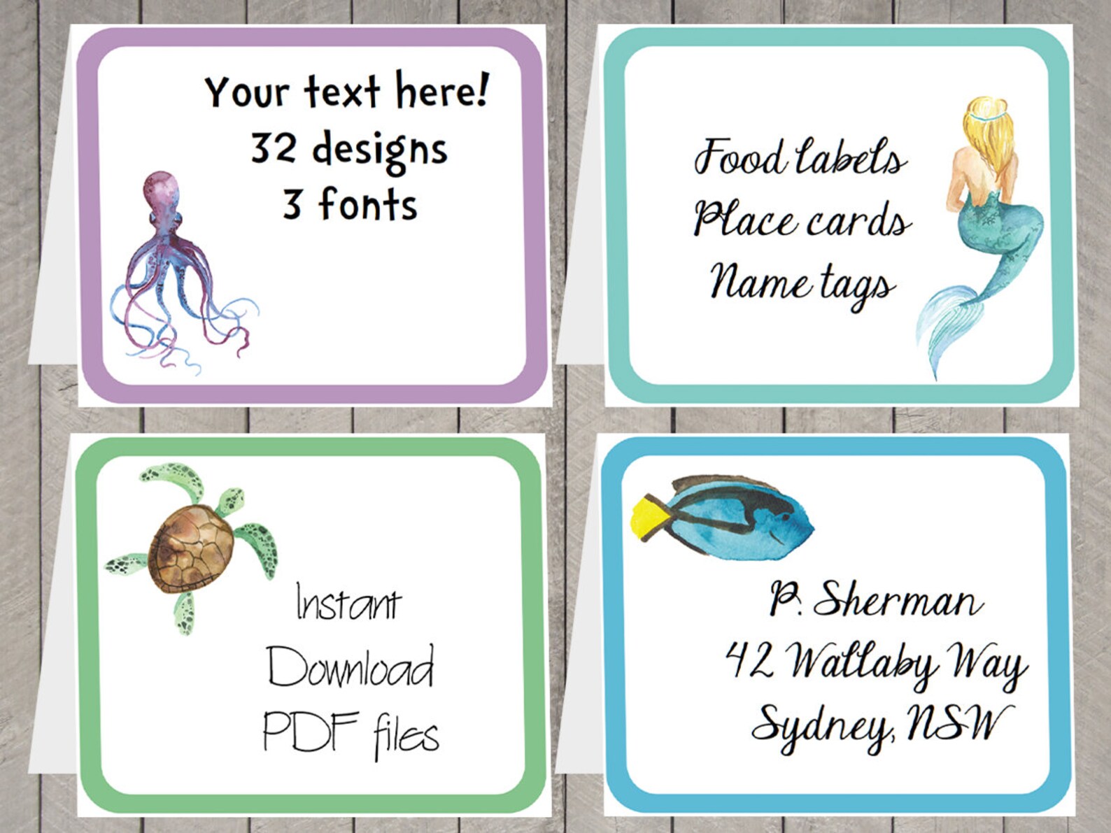 Watercolor Ocean Printable Food Labels INSTANT DOWNLOAD - Etsy