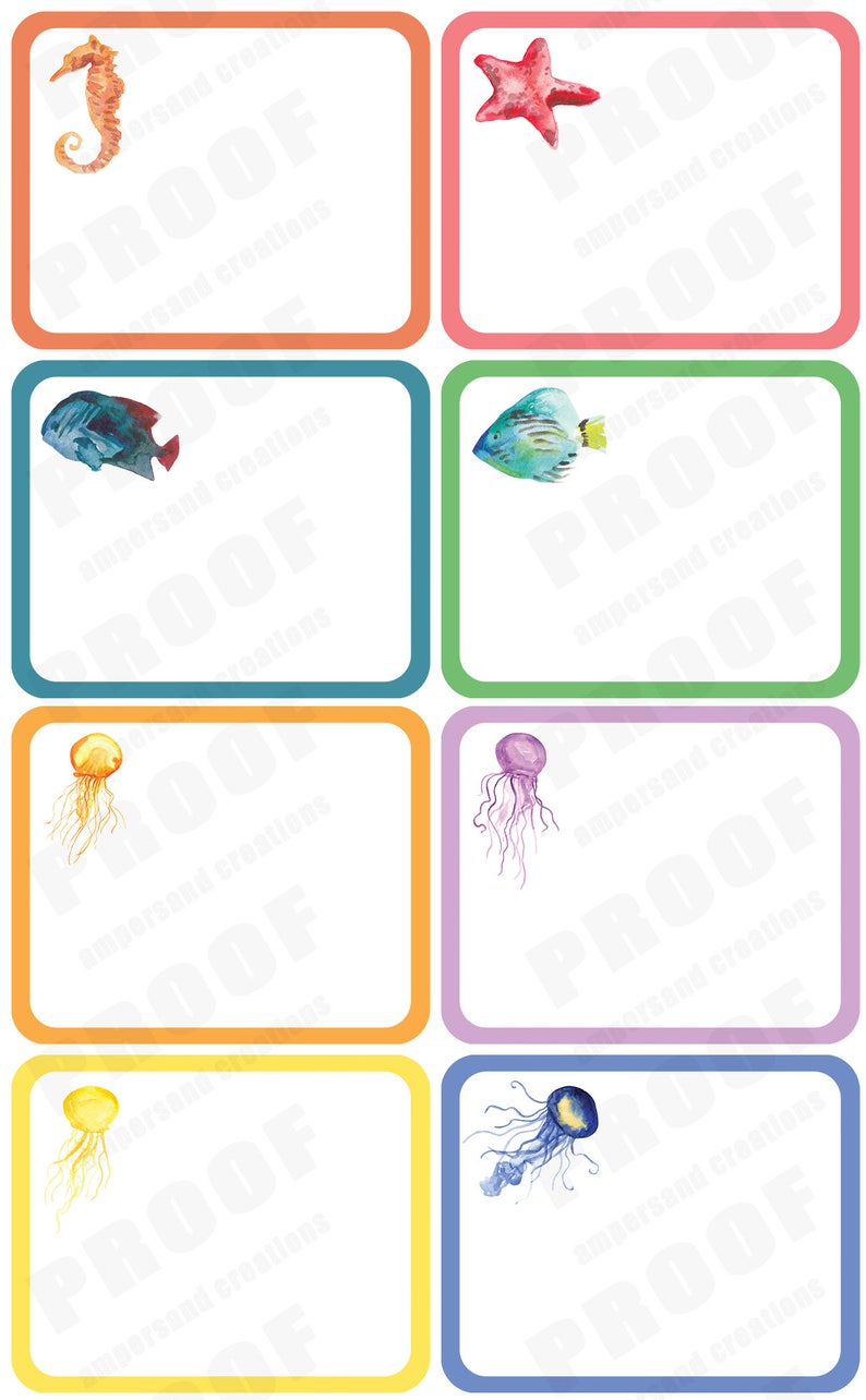 Watercolor Ocean Printable Food Labels INSTANT DOWNLOAD - Etsy