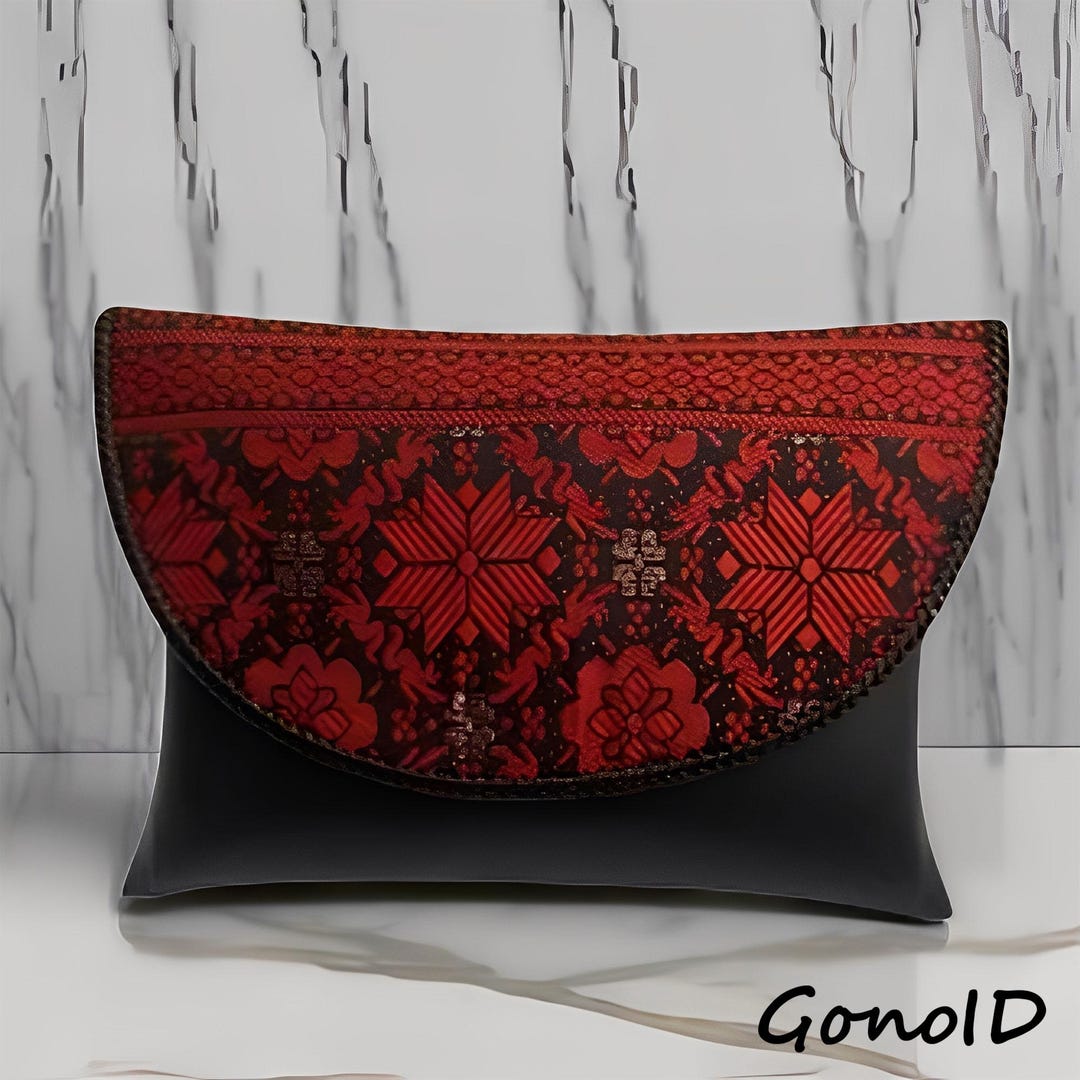 Elegant Songket Leather Clutch, Handwoven Indonesian Clutch, Stylish ...