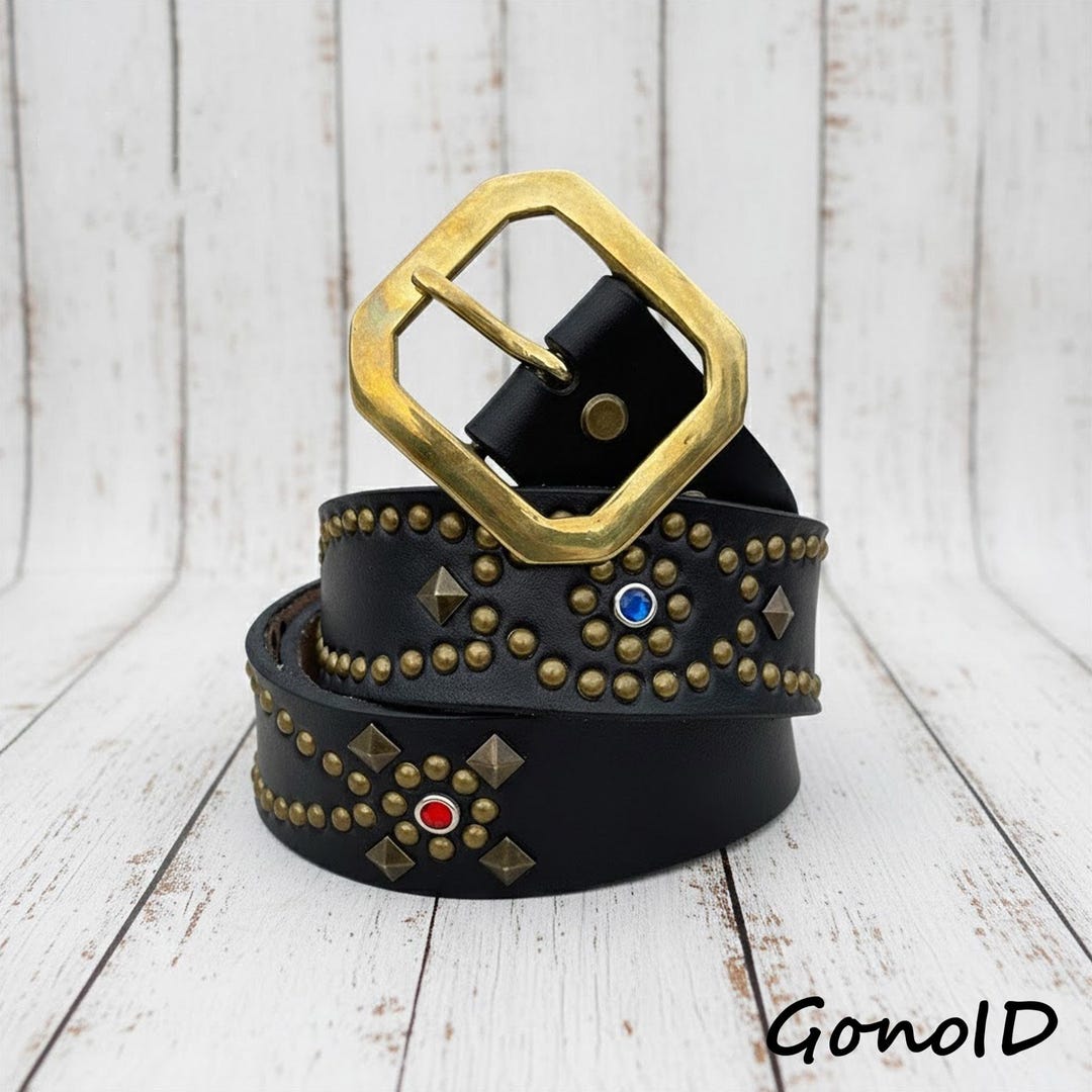 Altjira Studded Leather Belt, Vintage Silver Spike Waistband, Punk Rock ...