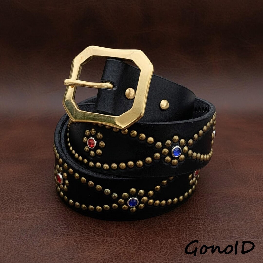 Smolens Vintage Studded Leather Belt, Edgy Spike Stud Goth Grunge ...