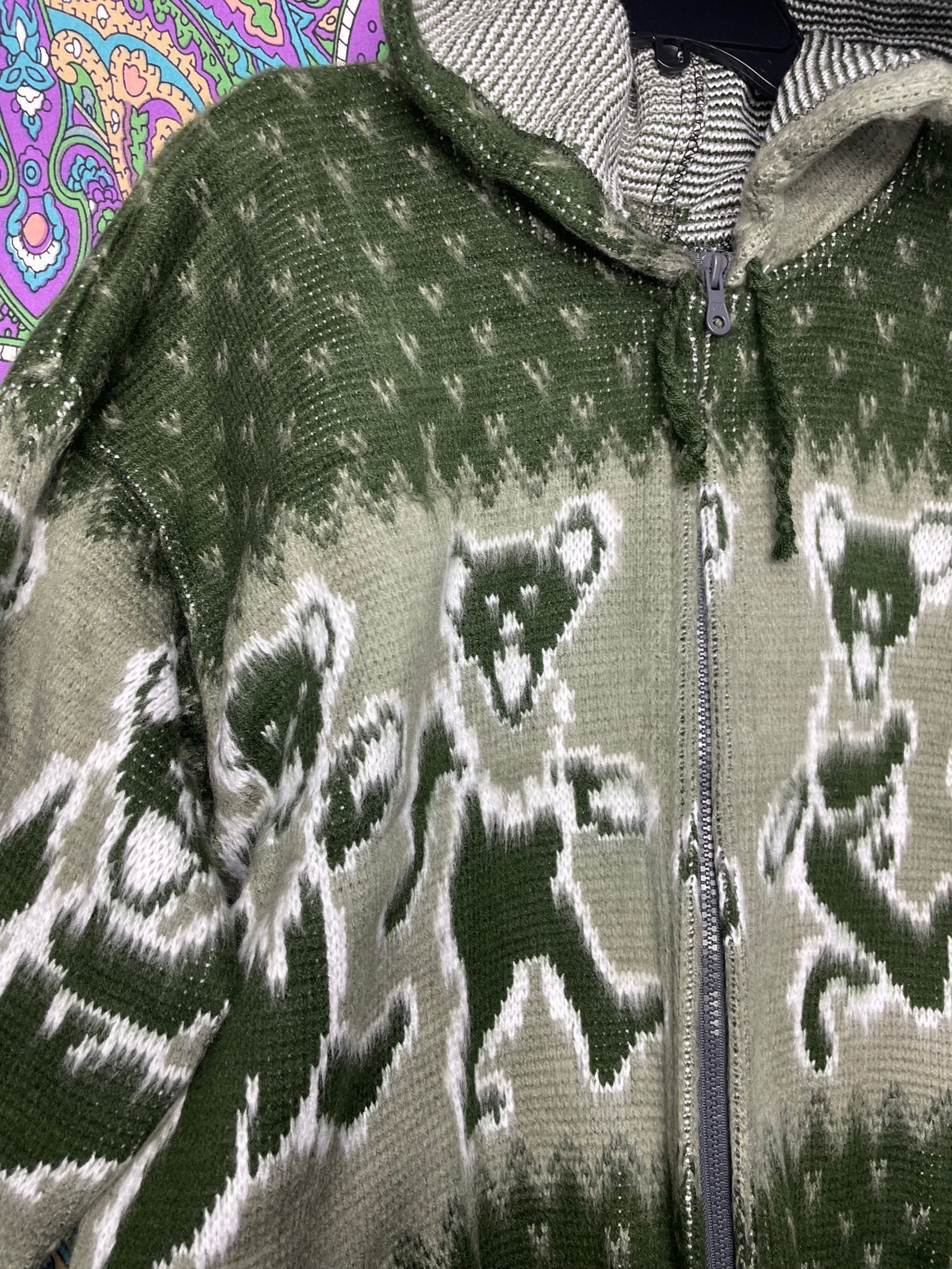 Grateful Dead Alpaca Hoodie Dancing Bears Stealie Design Green - Etsy