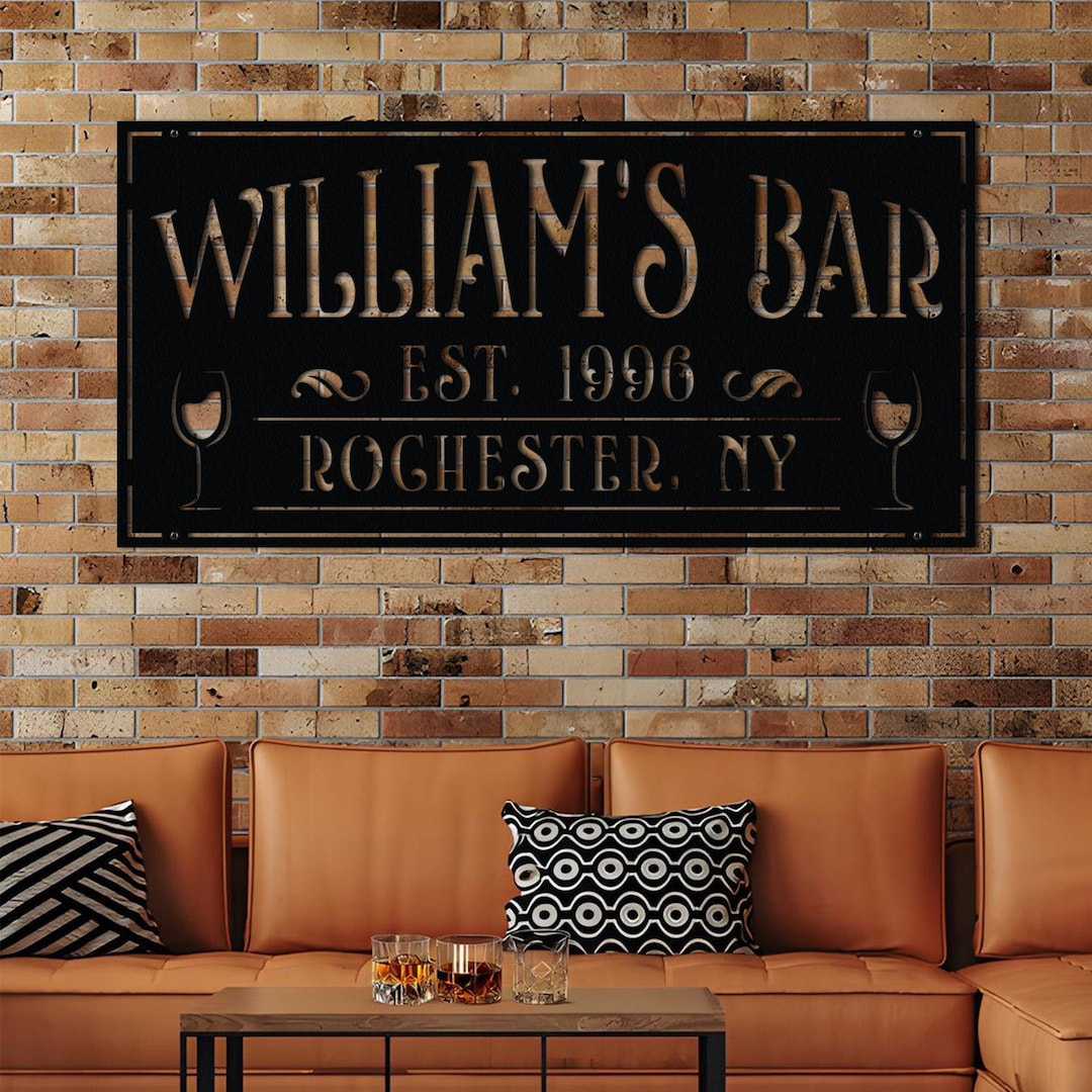 Personalized Metal Bar Sign With Custom Wording for Home or Pub Decor ...