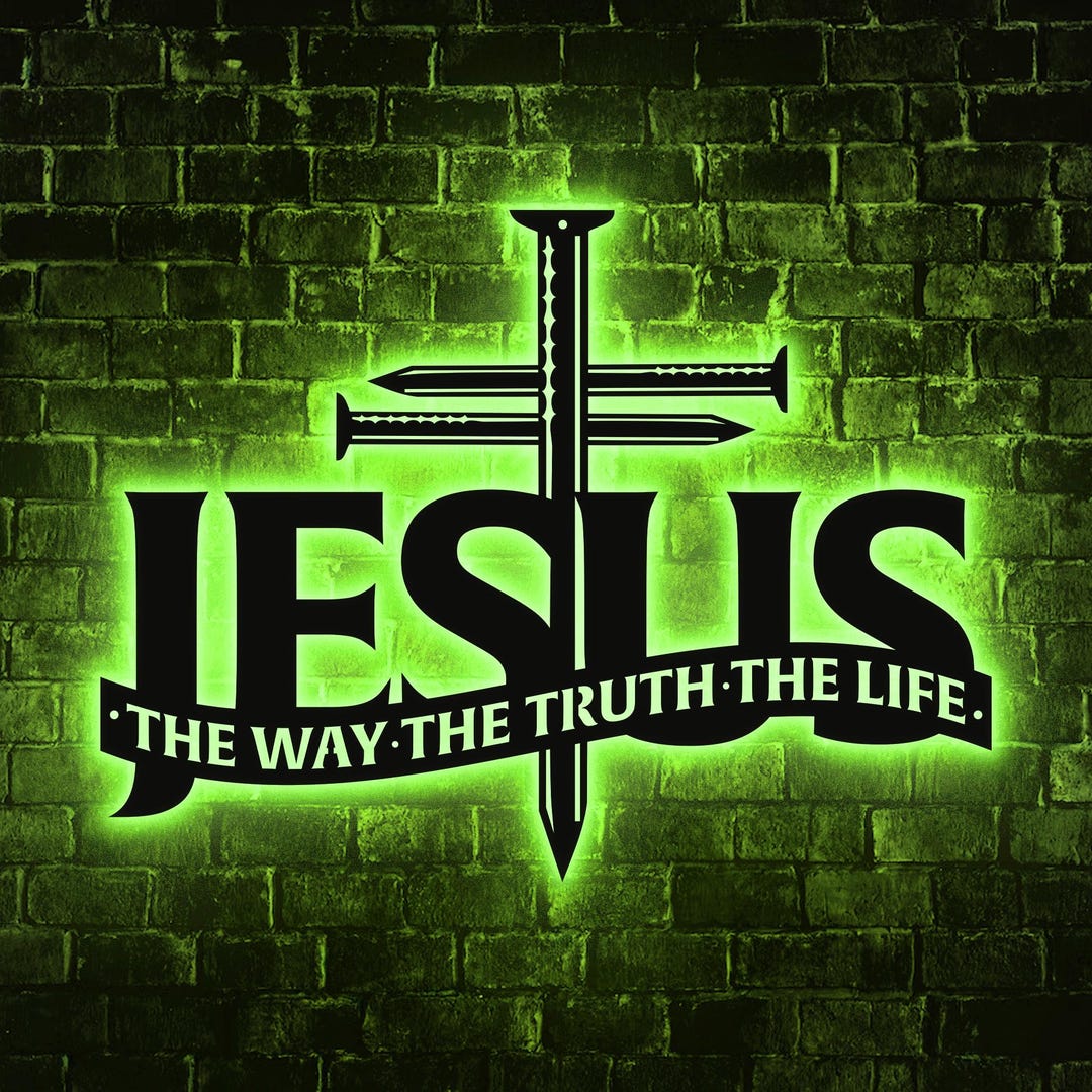 Jesus the Way the Truth the Life Metal Wall Art, LED Light Christ Decor ...