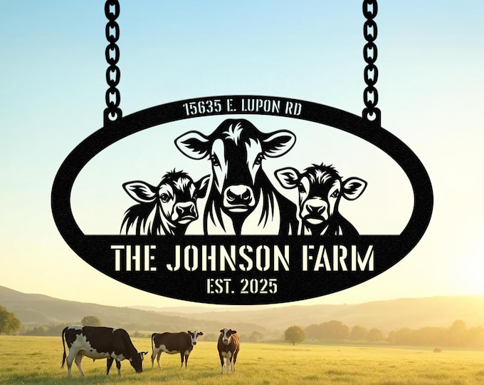 Custom Cow Farm Sign, Cow Ranch Sign, Personalized Cow Metal Sign, Cow ...