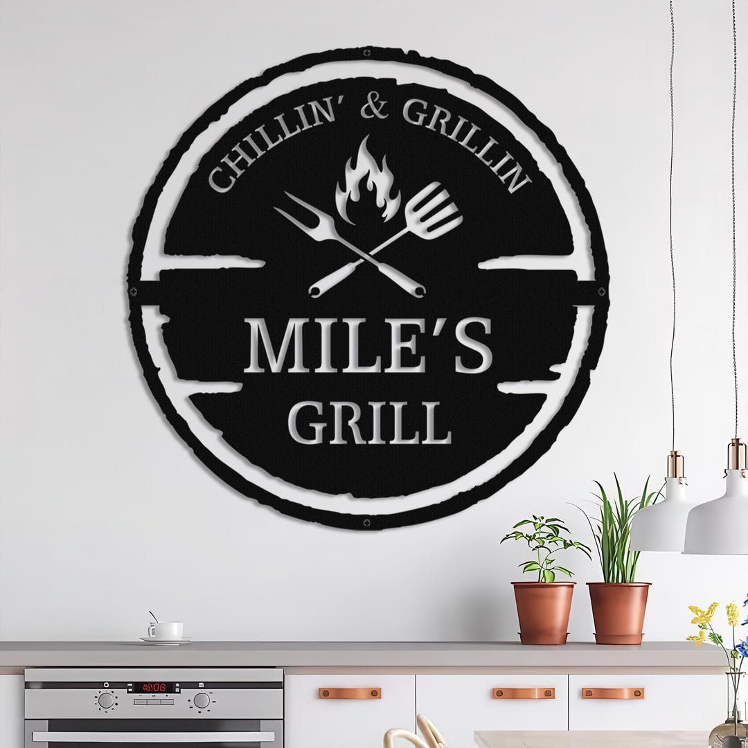 Personalized BBQ Smoker Metal Sign With Custom Name for Grilling Decor ...