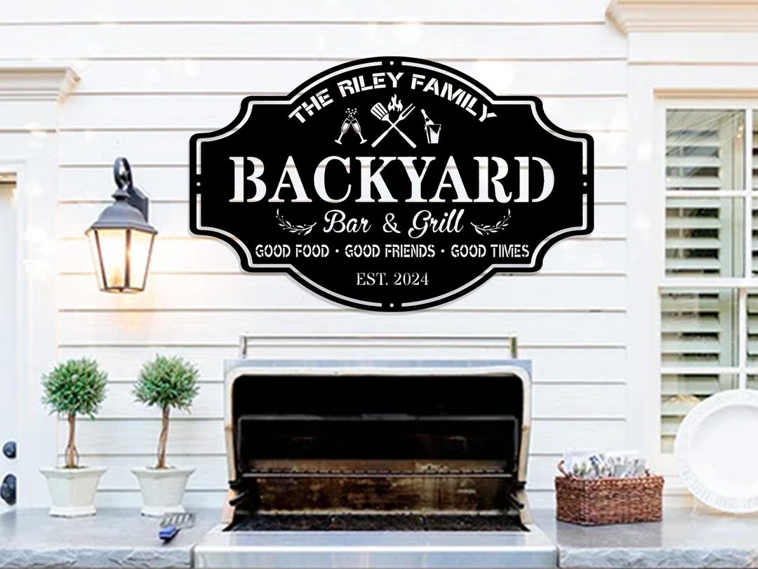 Personalized Backyard Sign Custom Bar & Grill Sign Metal Sign Bar Signs ...