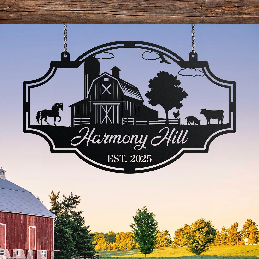 Personalized Ranch House Metal Sign, Custom Farmhouse Unique Metal Name ...