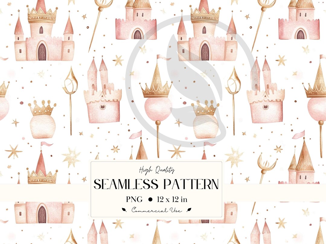 Fairytale Castle Seamless Pattern - Nursery , Storybook Art, Watercolor ...