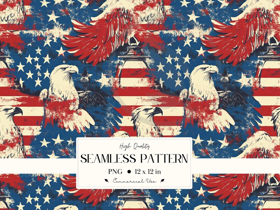 Patriotic Eagle and Flag Seamless Pattern - USA Independence Day ...