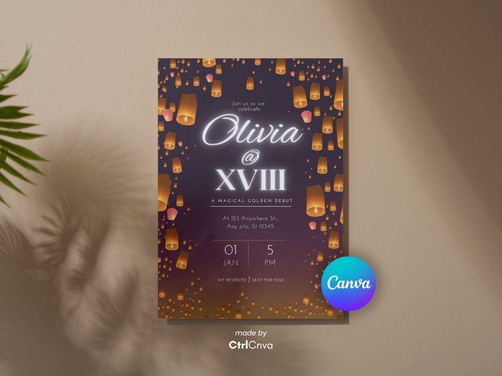 Tangled-inspired Debut Invitation | 18th Birthday Canva Template ...