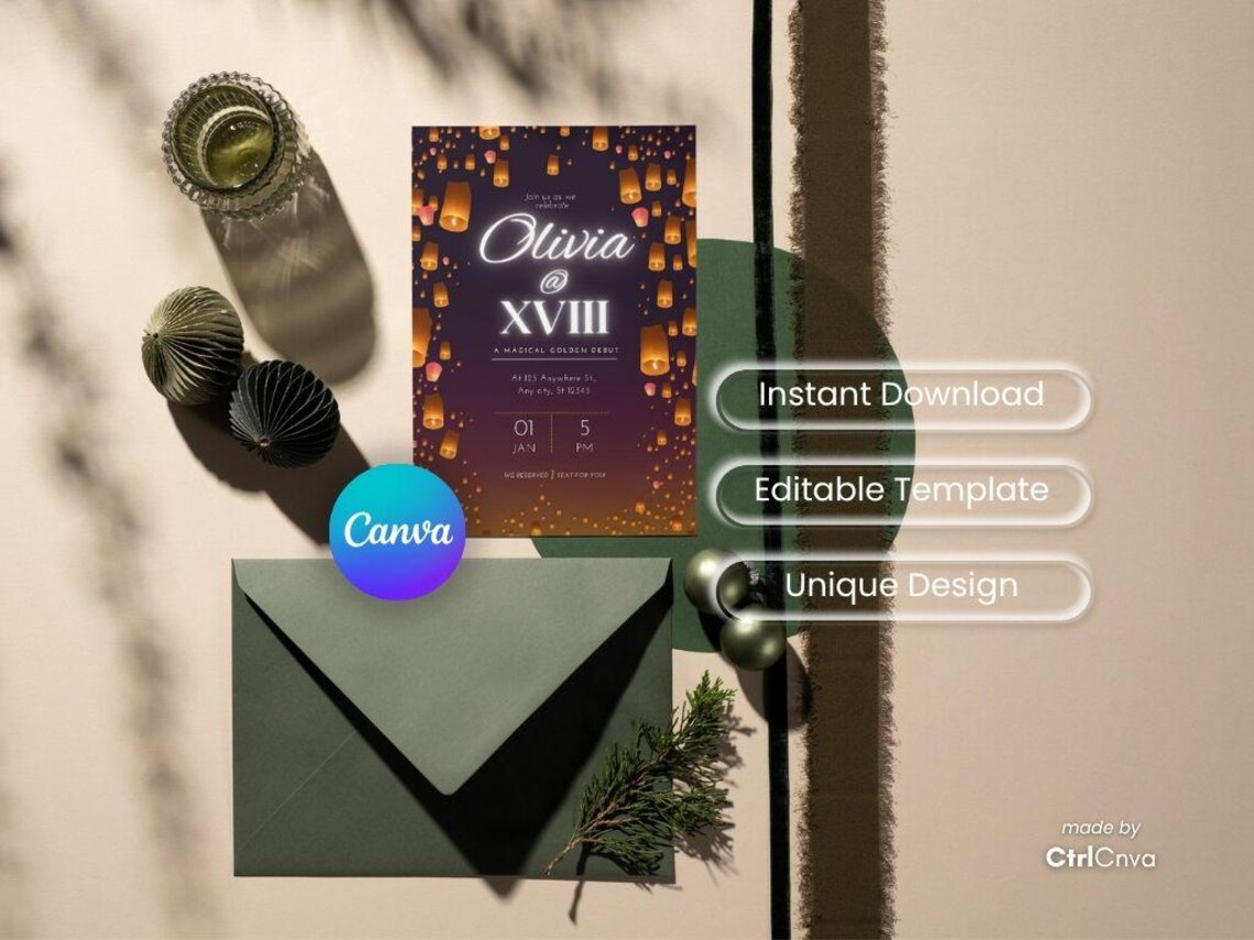 Tangled-inspired Debut Invitation | 18th Birthday Canva Template ...