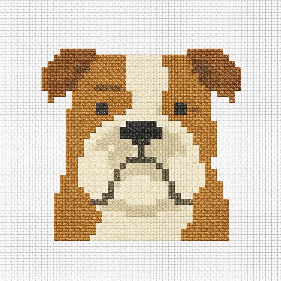 Bulldog Puppy Needlepoint Pattern: Beginner Winter Dog Ornament ...