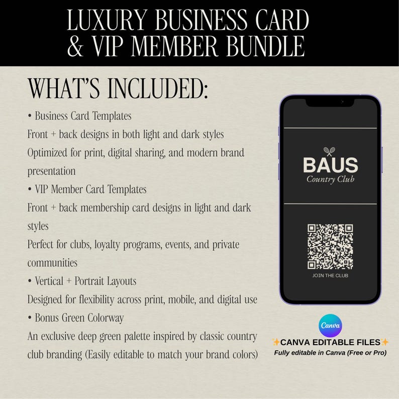 Luxury Business Card & VIP Member Card Templates | Canva Editable ...